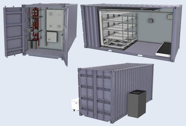 Local-for-local food production in climate containers